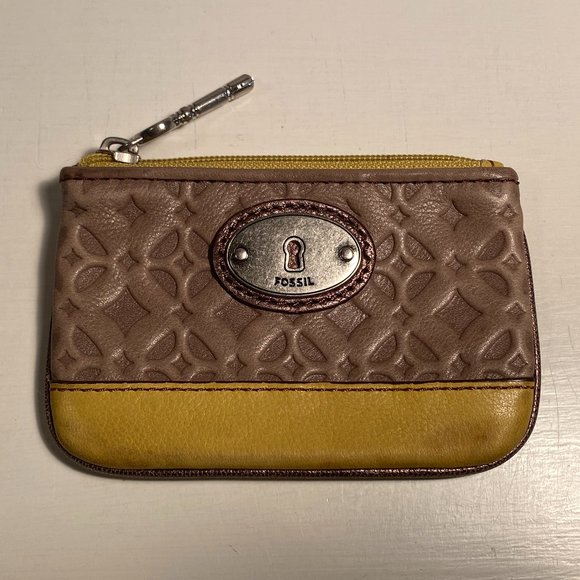 Fossil | Bags | Fossil Yellow Gray Zip Closure Wallet Pouch | Poshmark